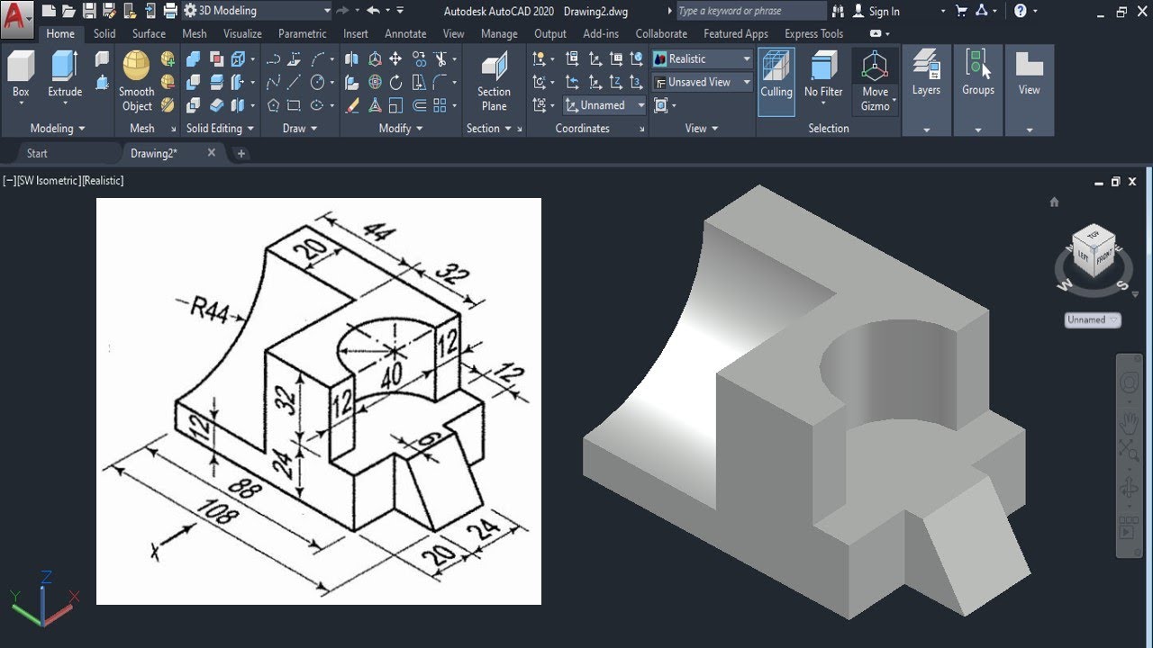 3d autocad practice drawing | 3d drawing in autocad | #3d #drawing # ...