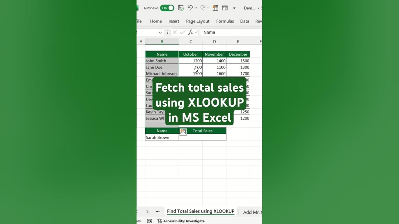 Fetch Total sales using XLOOKUP in MS Excel. #excel #exceltips #exceltricks #shorts @kttrained ...