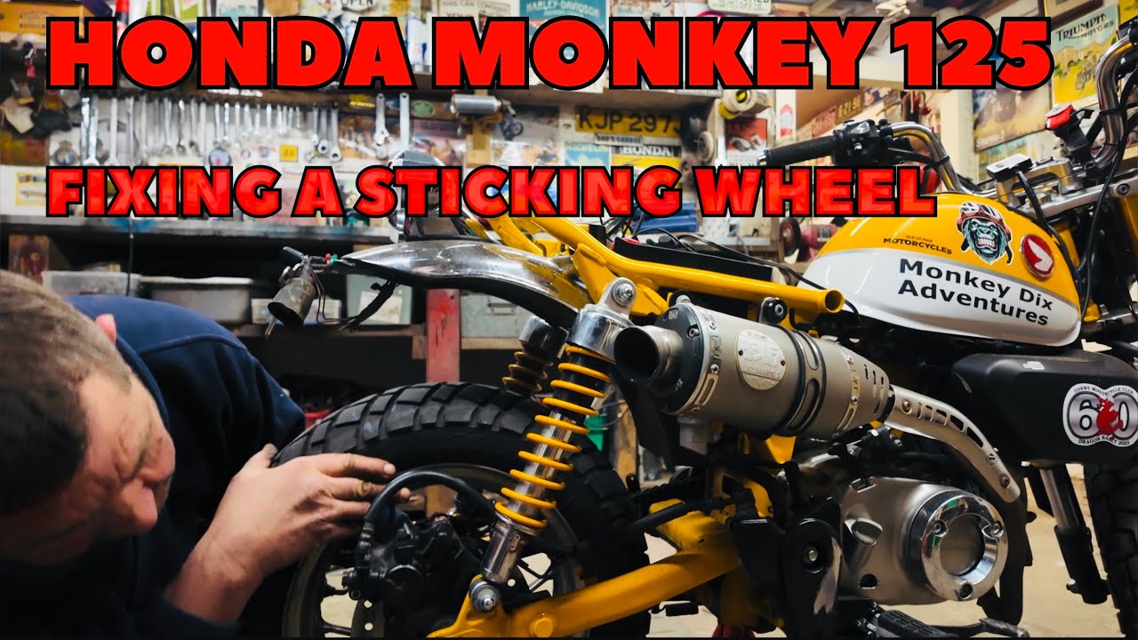 MONKEY WHEEL FIX : How to fix a sticking wheel on a Honda Monkey 125cc ...