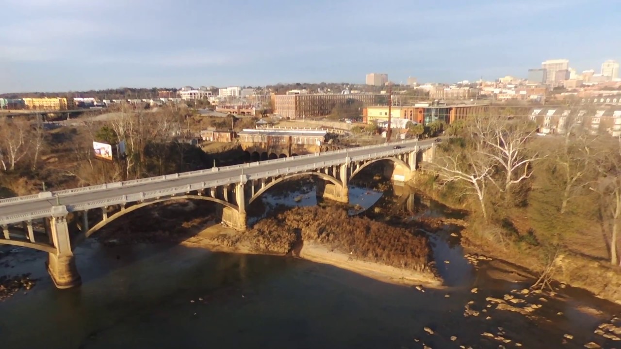 drone over columbia sc river - YouTube