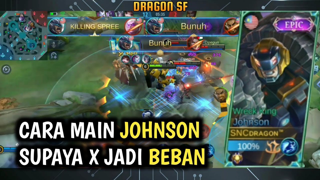 JOHNSON MLBB GAMEPLAY MENCEMASKAN MUSUH SAMPAI TAKUT NAK KELUAR BASE ...