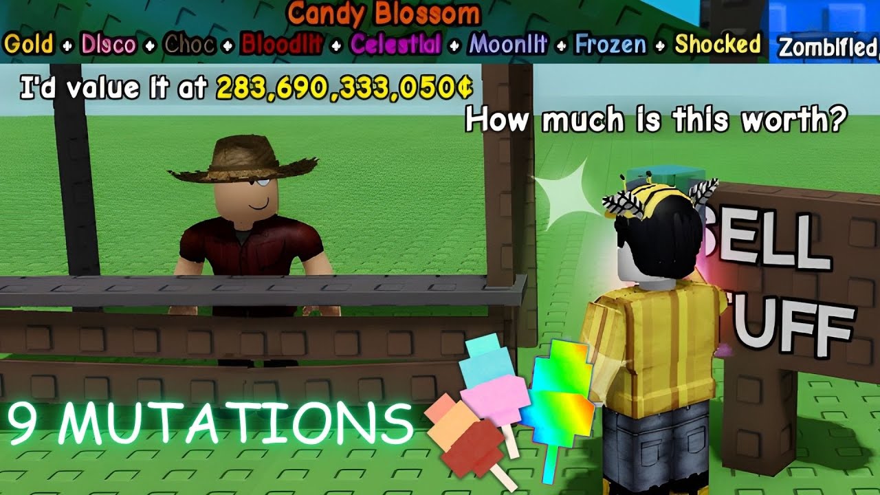 ANG OP NG 9 MUTATIONS CANDY BLOSSOM KO PALDO! GROW A GARDEN - Roblox ...