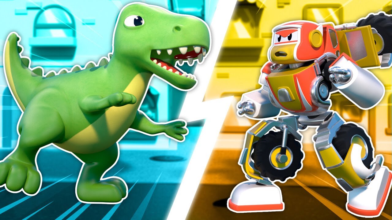 ROBOT CAR vs. DINOSAUR T-REX - YouTube