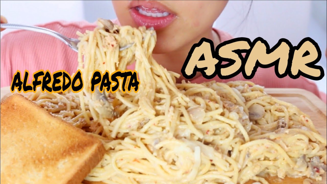 ASMR CHEESY ALFREDO PASTA Collab w/ Italian ASMR Eating Mukbang 먹방 ...