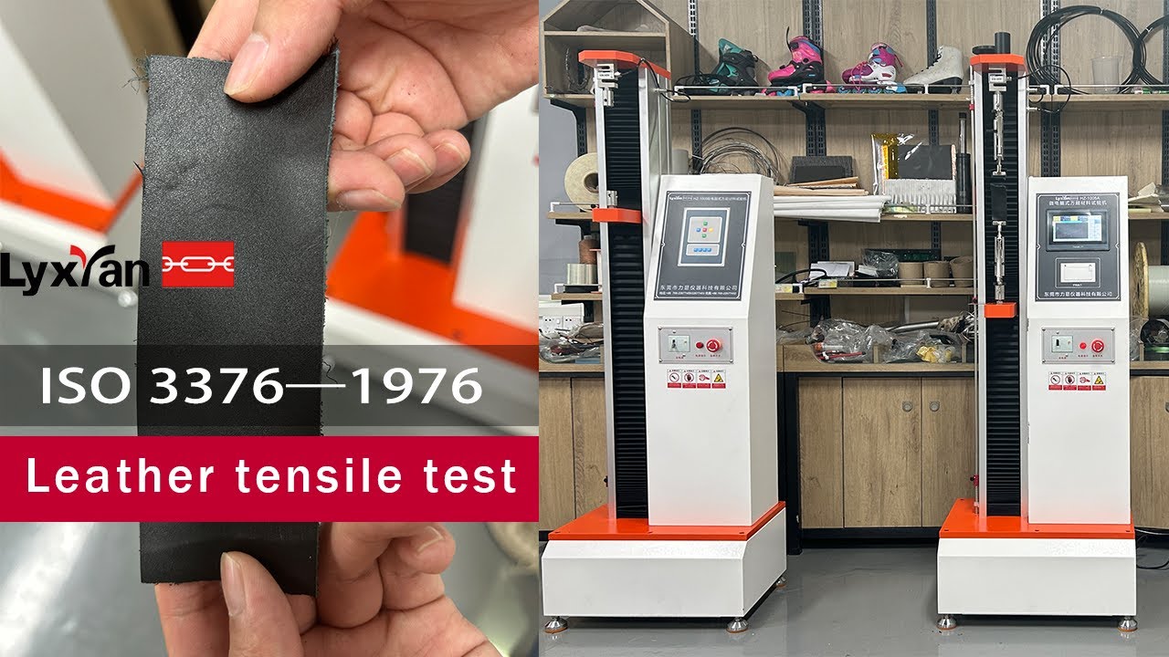 ISO 3376 1976 Leather tensile test - YouTube