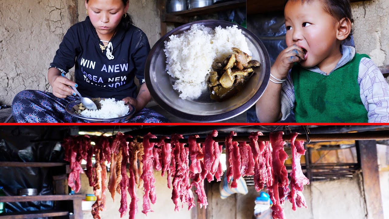 Rita cooks buff curry and rice in lunch || life in rural Nepal ...