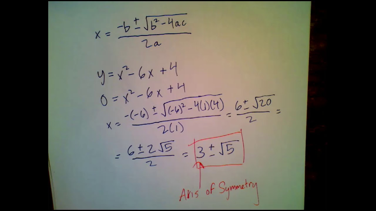 Using b divided by 2a to find the Vertex - YouTube