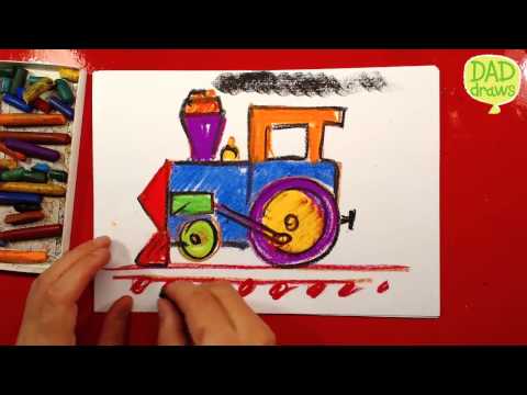 How to draw Train / Art for kids / Oil Pastels