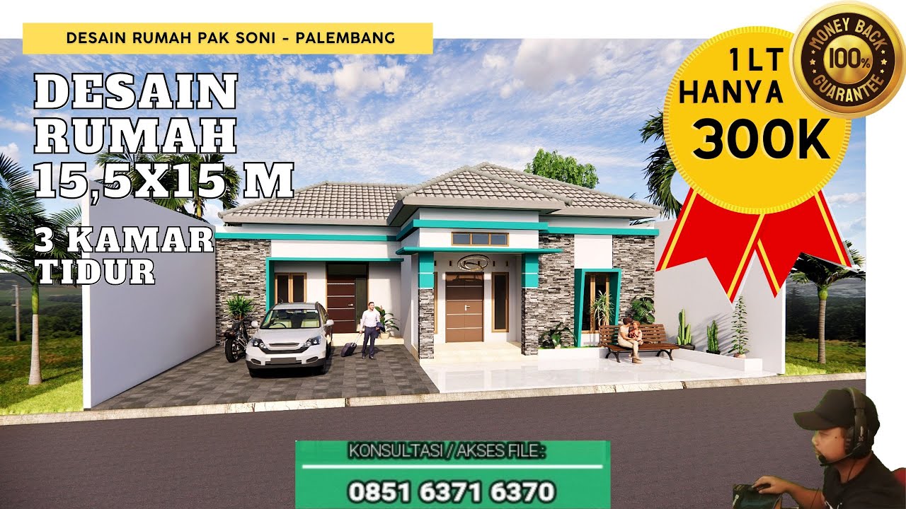Desain Rumah Minimalis 15,5x15 M (1 Lantai). Request dari Pak Soni di ...