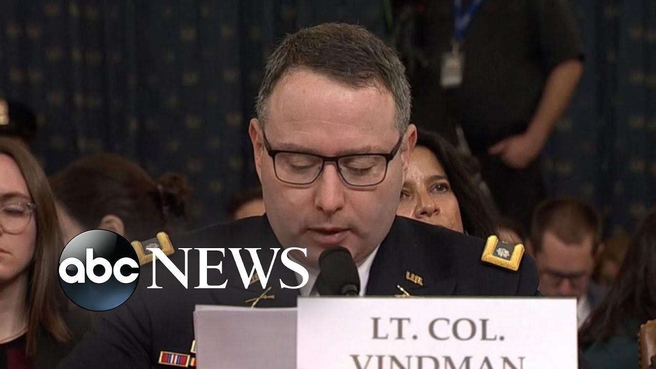Key moments from Lt. Col. Vindman’s testimony | ABC News - YouTube