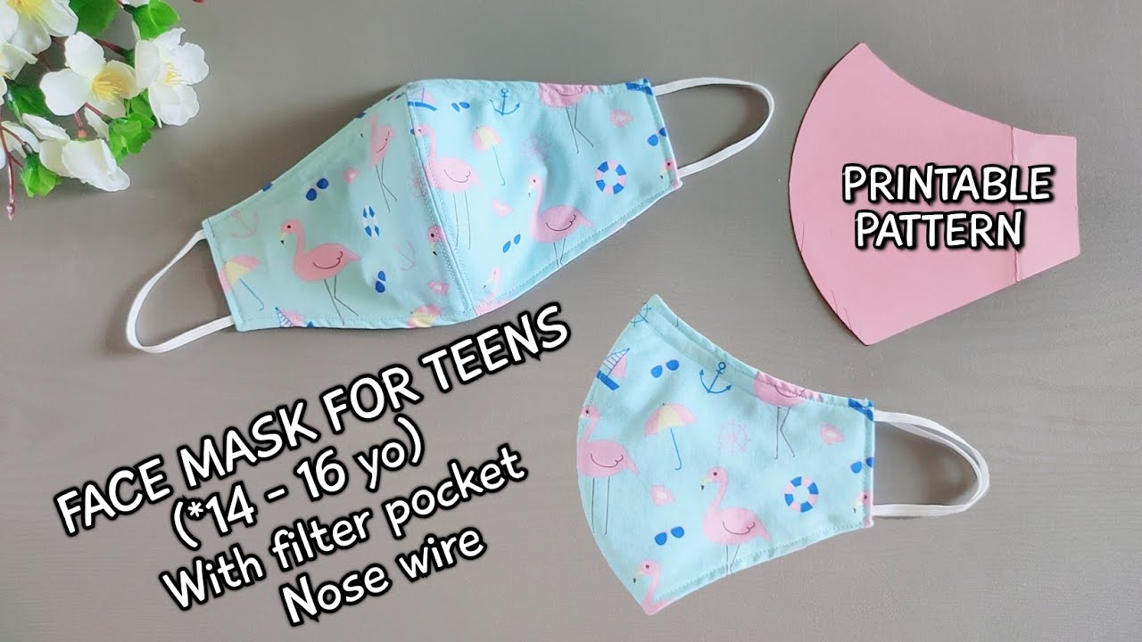 Face Mask for Teenager (*14 - 16 yo) | With filter pocket & nose wire ...