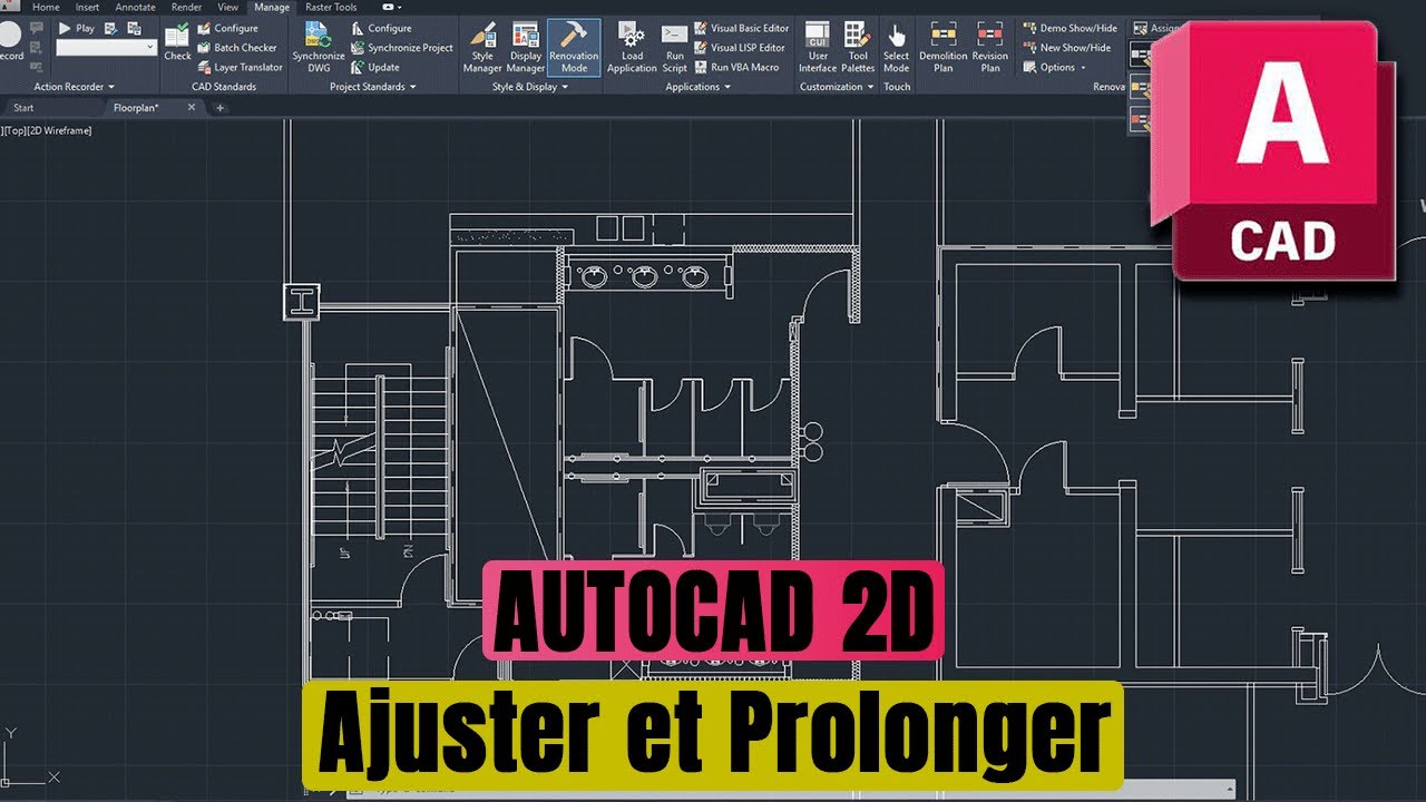 Comment AJUSTER et PROLONGER sur AutoCAD - YouTube