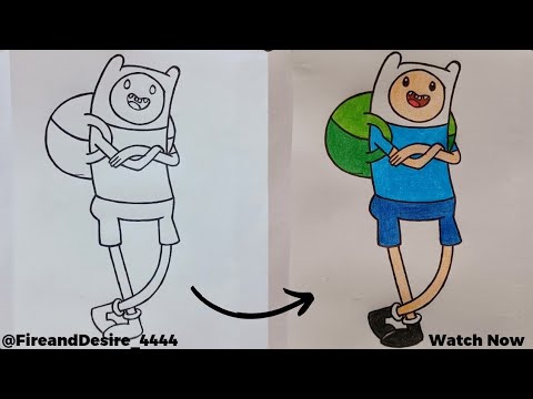How to draw finn the human form adventure time - YouTube