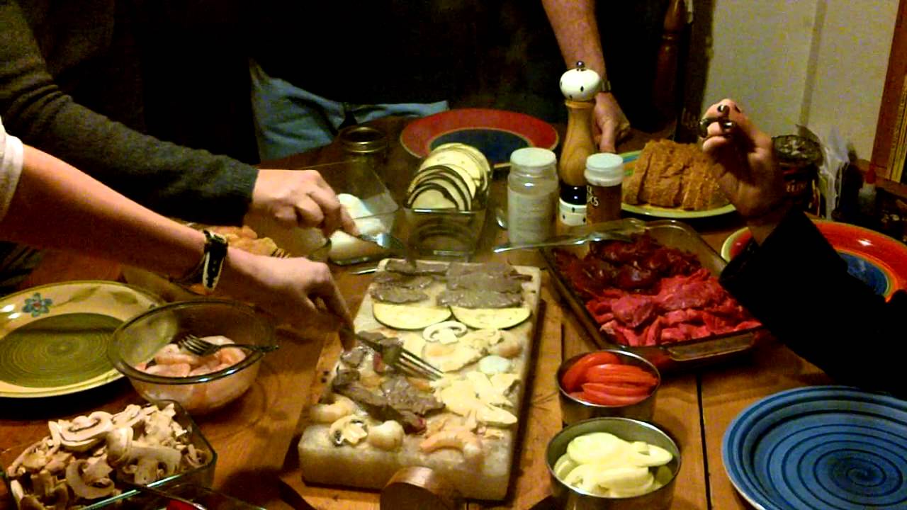 Dinner party with salt block - YouTube