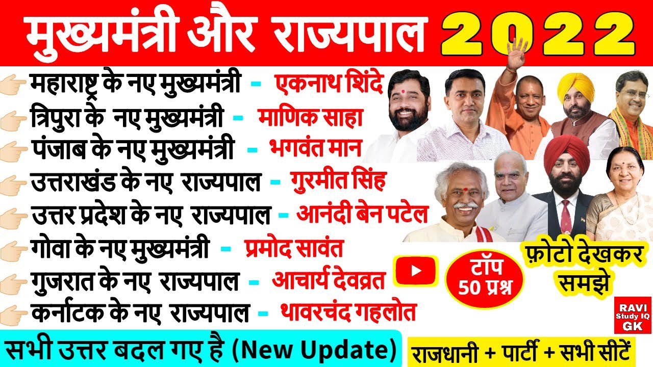 सभी राज्यों के मुख्यमंत्री और राज्यपाल | All State CM and Governor ...