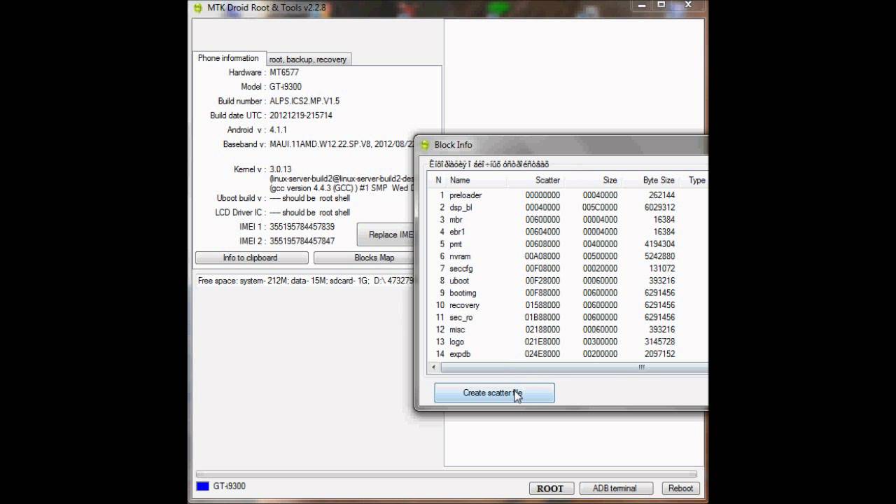 Scatter File aus Android S3 Clone i9300 MTK6577 auslesen & speichern ...