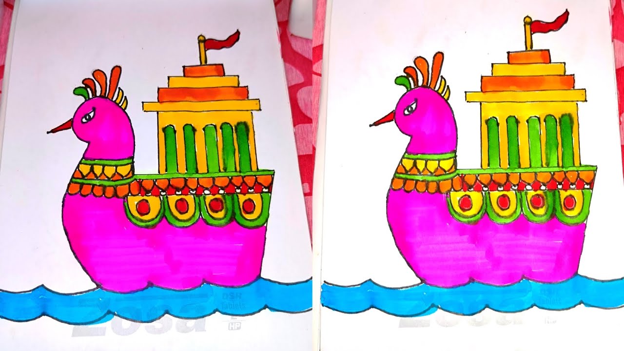 Kartika Purnima Boat Art/Happy kartika purnima/boita drawing ideas# ...