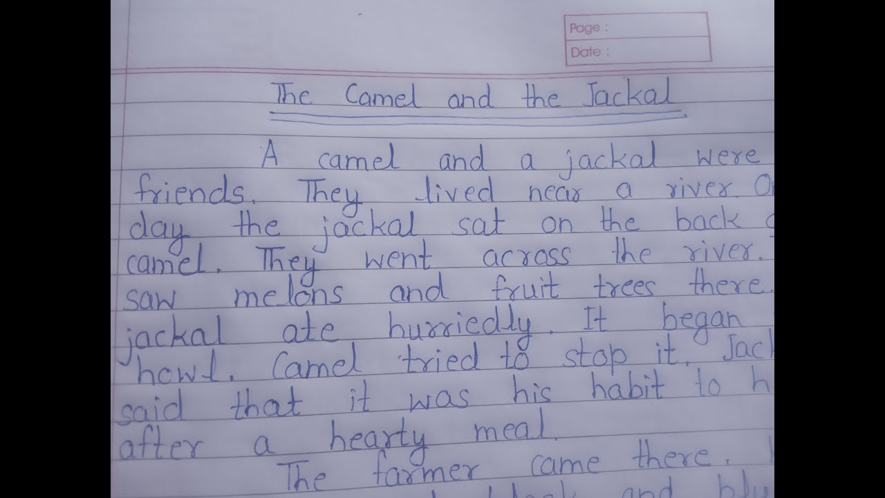 Write a Story on The Camel and The Jackal in English || The Camel and ...