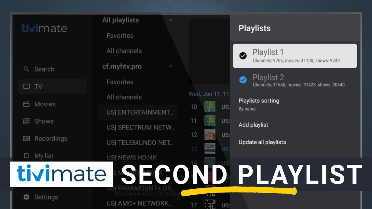 Tivimate: Add a Second Playlist - YouTube
