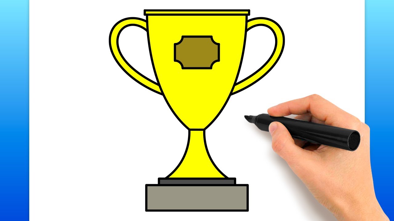 How To Draw A Trophy (Easy Drawing Tutorial) - YouTube