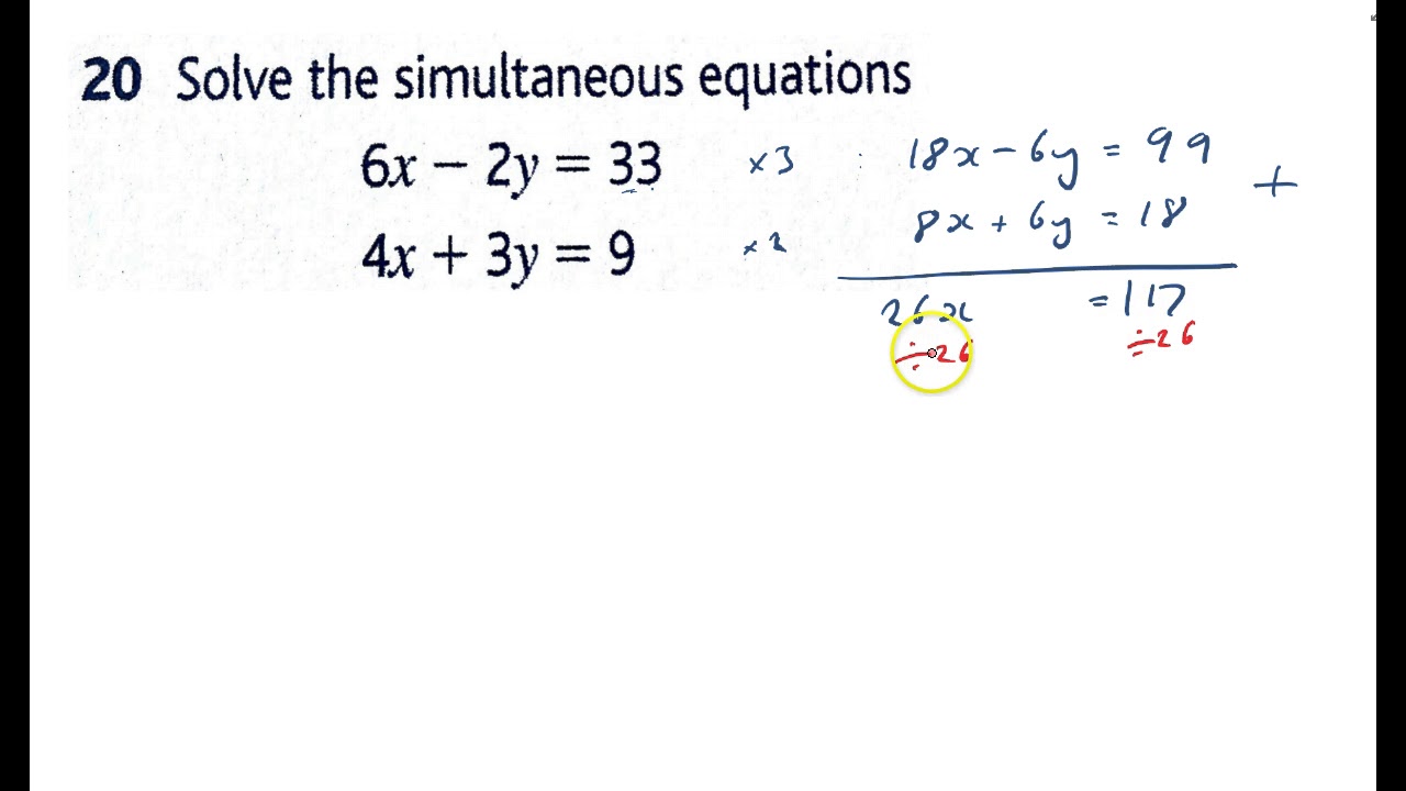 Equations and sim eqns Q20 - YouTube