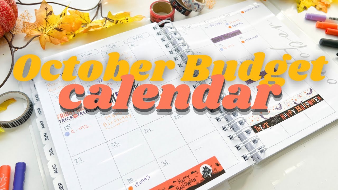 October Budget Calendar Setting up my Calendar Spread + Monthly Bills 💰 ...