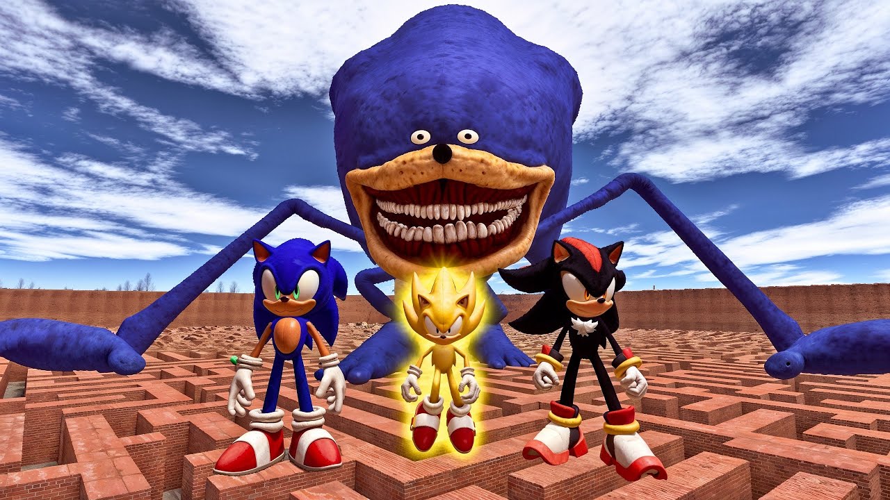 Super Sonic vs Sonic exe Tapes SIZE COMPARISON on Big Maze in Garry's ...