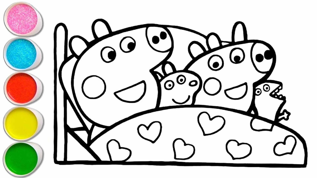 Pippa pig with Family Drawing for kids, Painting & Coloring for kids ...