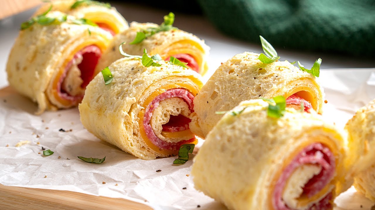 Keto Cloud Bread Roll Ups [Super Easy Low-Carb Lunch] - YouTube