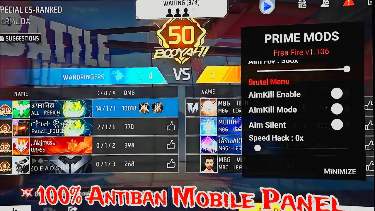 ANTIBAN MOBILE PANEL Prime Mods🐦‍🔥 #freefirehack #freefirepanel # ...