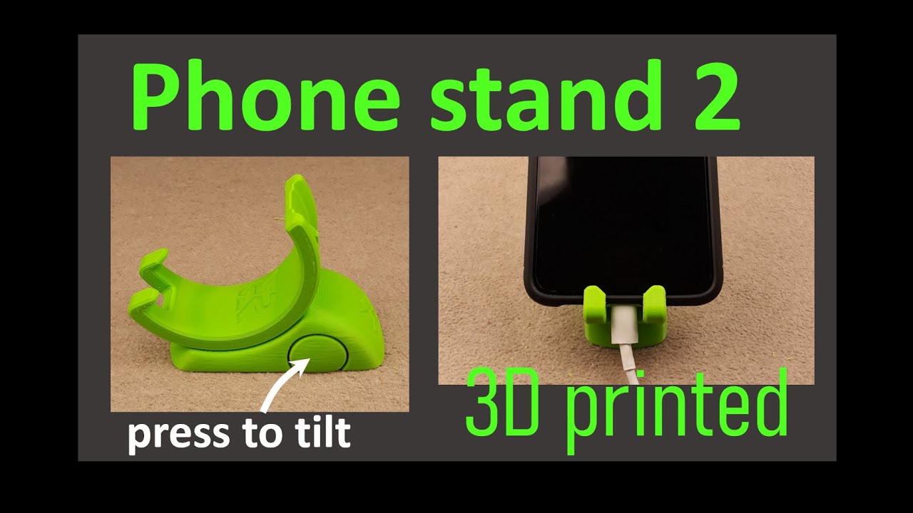 Adjustable phone stand 2 - 3D printed - YouTube