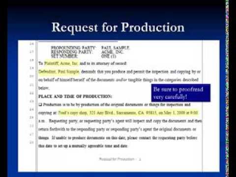 Introduction to Discovery: Part 8: Propounding Requests for Production ...