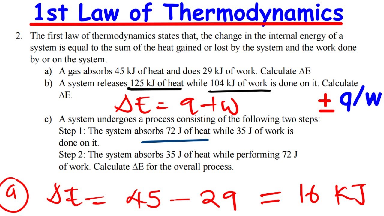 1st law of thermodynamics - Internal Energy Calculation - YouTube