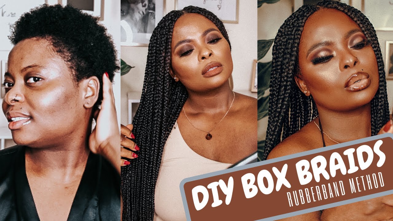 DIY Rubberband Method Box Braids on short hair. MISTAKES I MADE + HOW ...