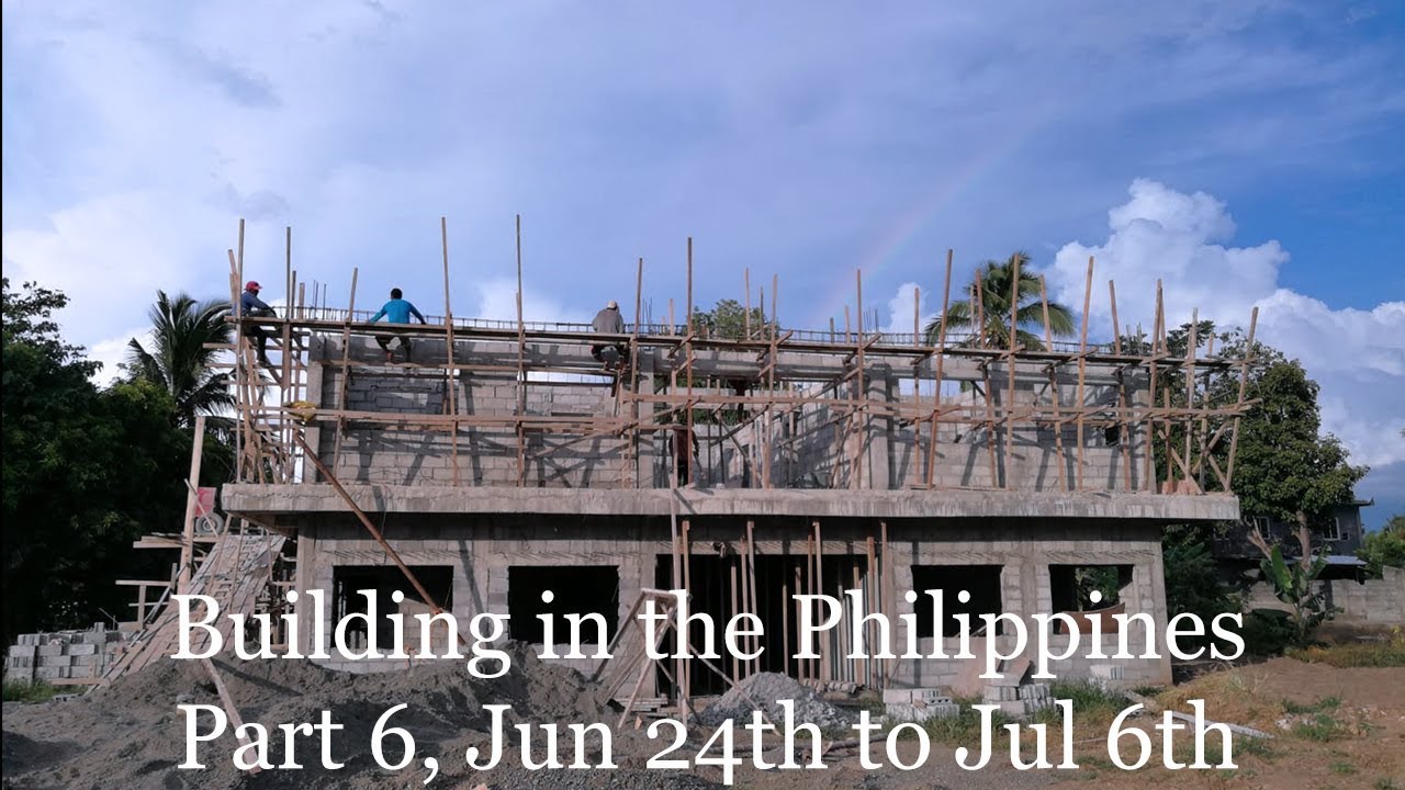 Building in the Philippines part 6, More walls second floor - YouTube
