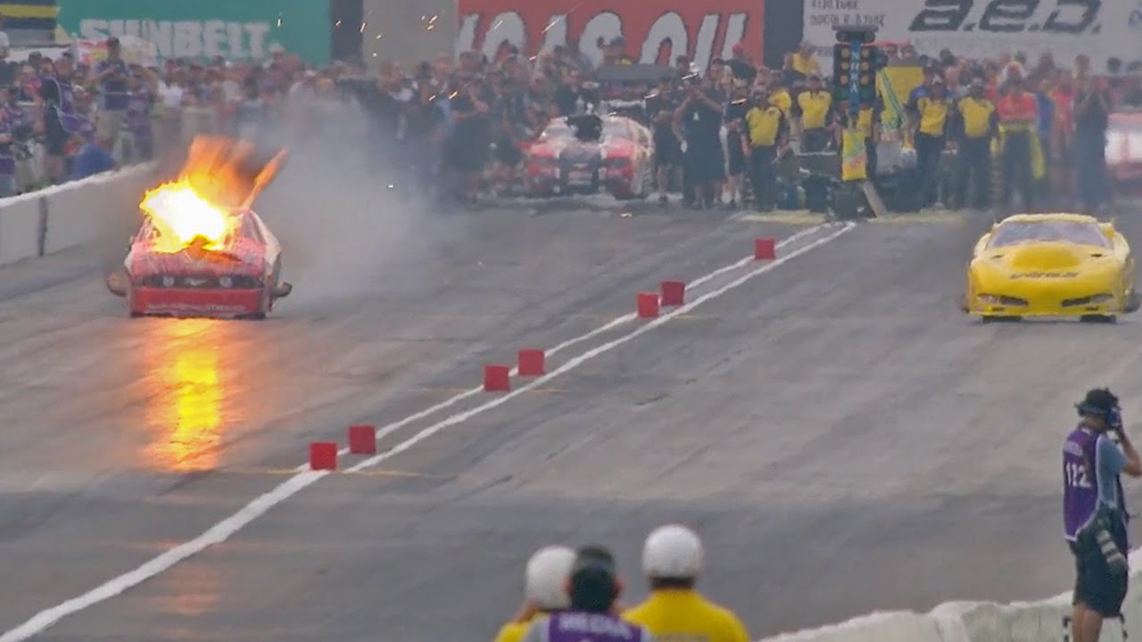 Big explosion for Pro Mod driver Billy Glidden in Indy - YouTube