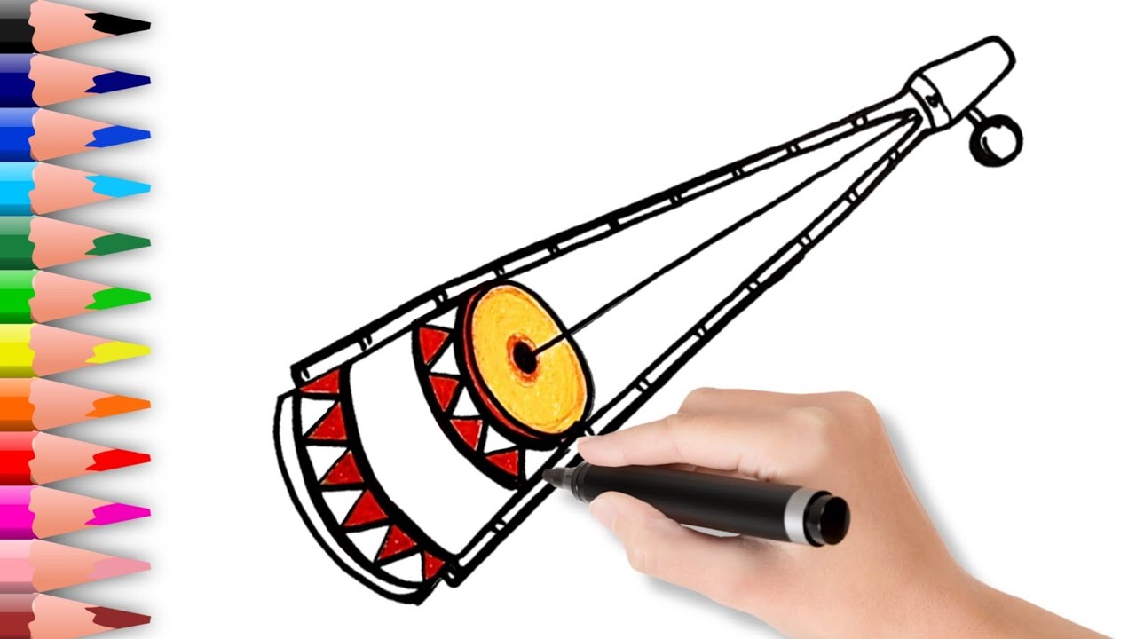 how to draw ektara || monochord drawing step by step very easy || ankan ...