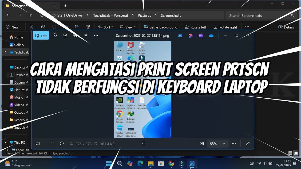 Cara Mengatasi Print Screen PrtScn Tidak Berfungsi di Keyboard Laptop - YouTube