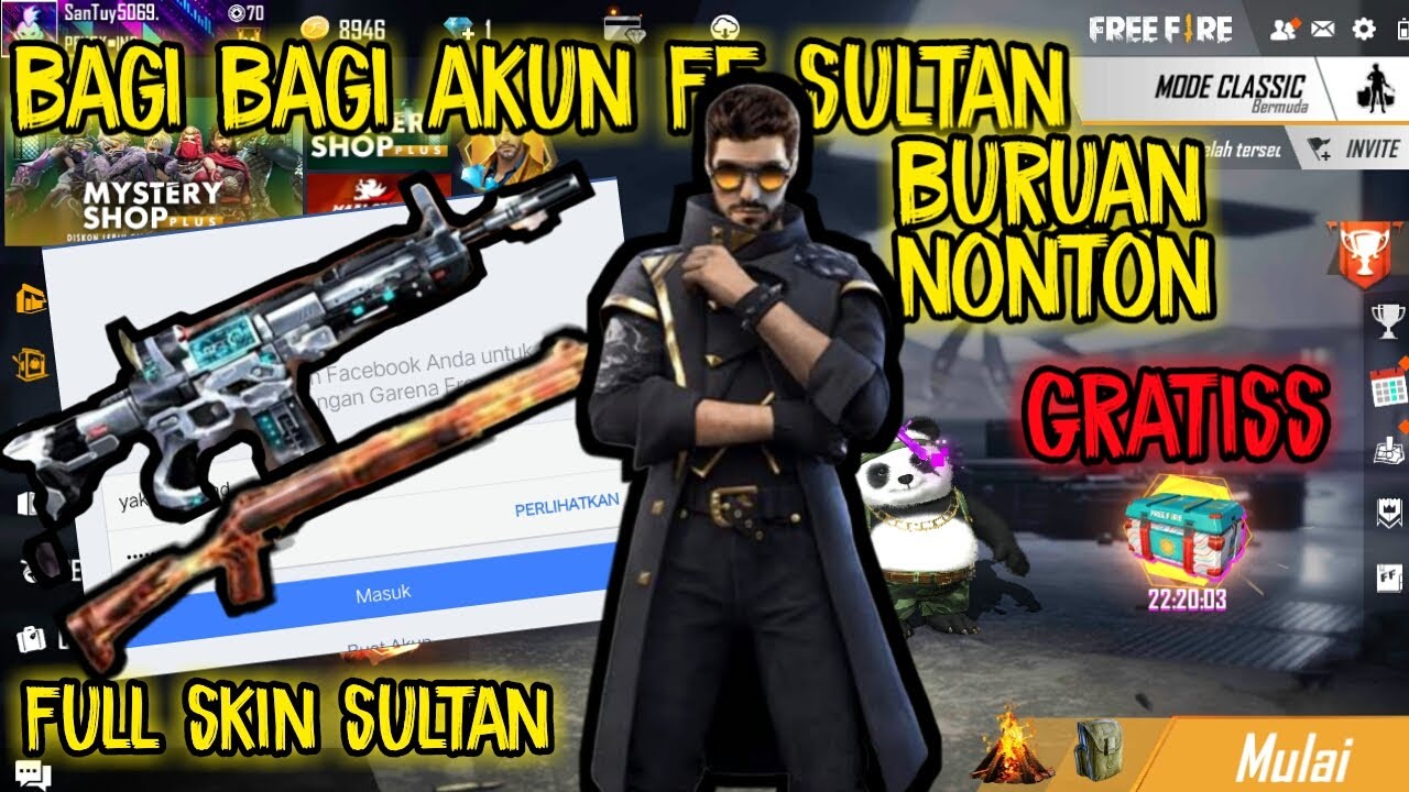 Bagi bagi akun free fire gratis full skin sultan Buruan nonton - YouTube