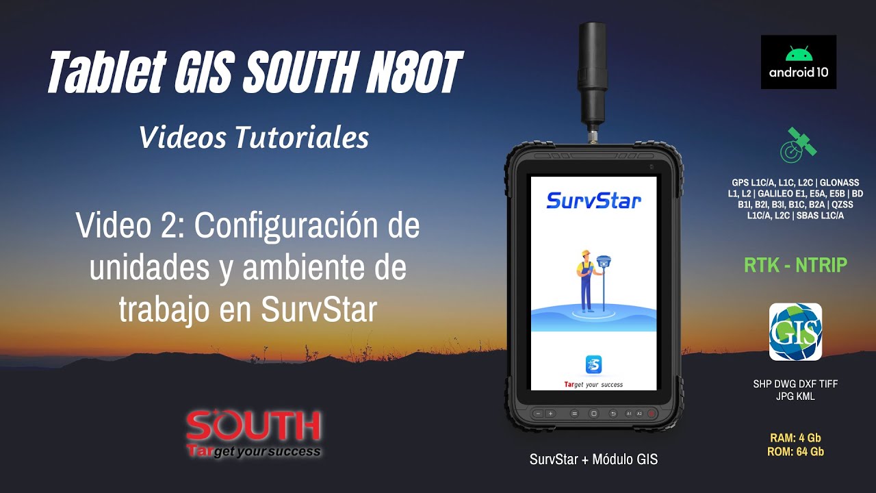 SOUTH N80T - GNSS GIS (submétrico) - Video 2: Configuración de unidades ...
