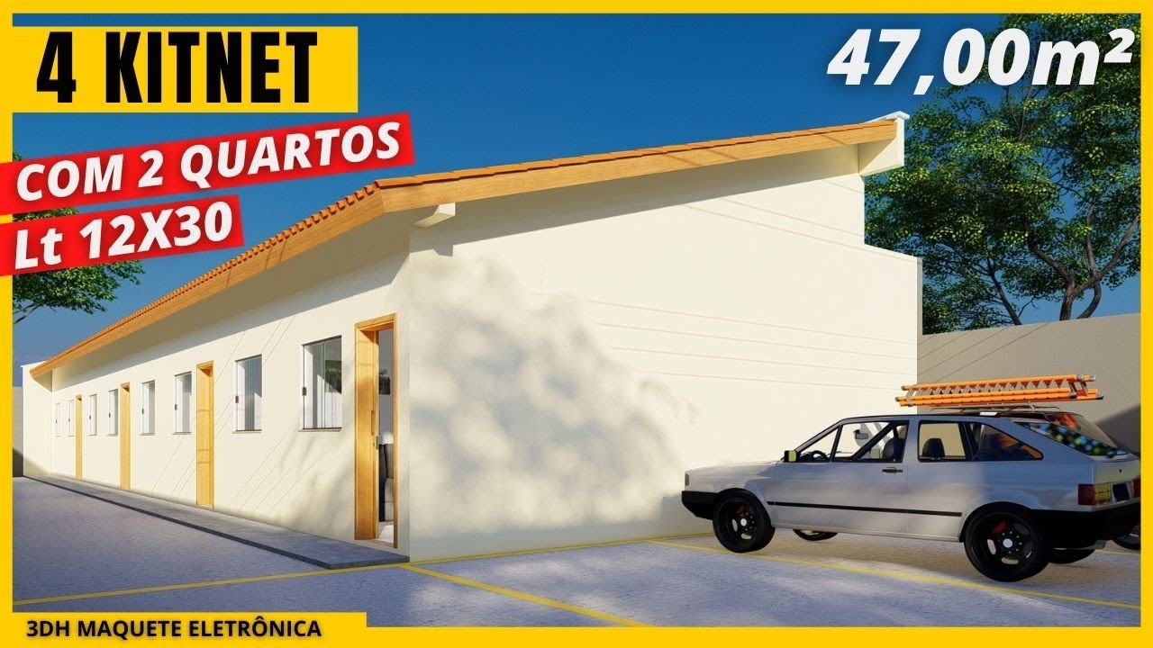 KITNET COM 2 QUARTOS E ESTACIONAMENTO | Kitnet com telhado aparente ...