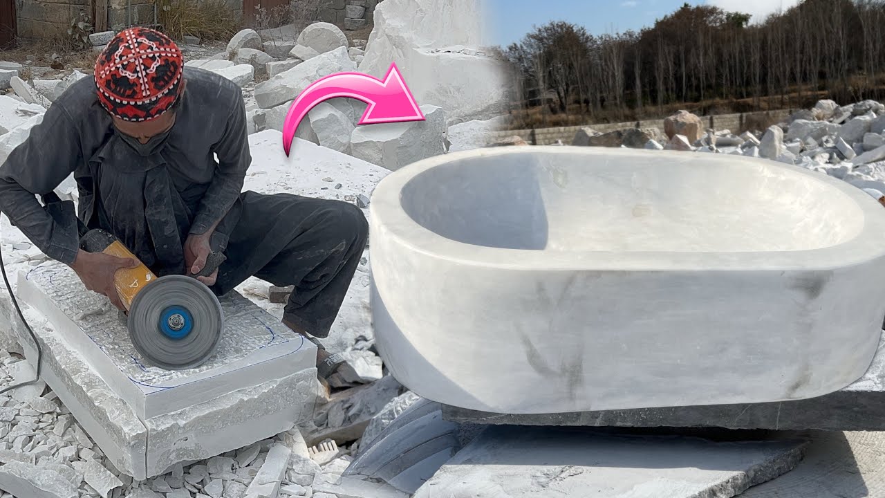 "Transforming Raw Stone into a Stunning Water Basin | Handmade ...