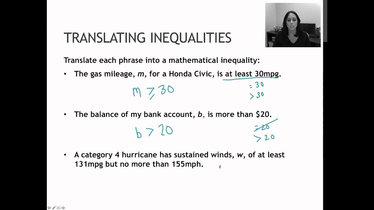 01.3 Translating Inequalities (R2) - YouTube