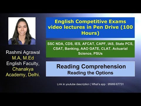 Reading the Options (Reading Comprehension) SSC, CDS, NDA - YouTube