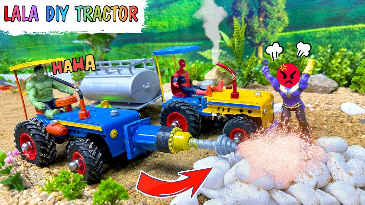 DIY mini tractor heavy trolley stuck in mud with Rock Drill Science ...