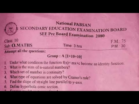 National PABSON Opt. Math SEE SOLUTION 2080,SEE Pre Board Exam 2080 ...