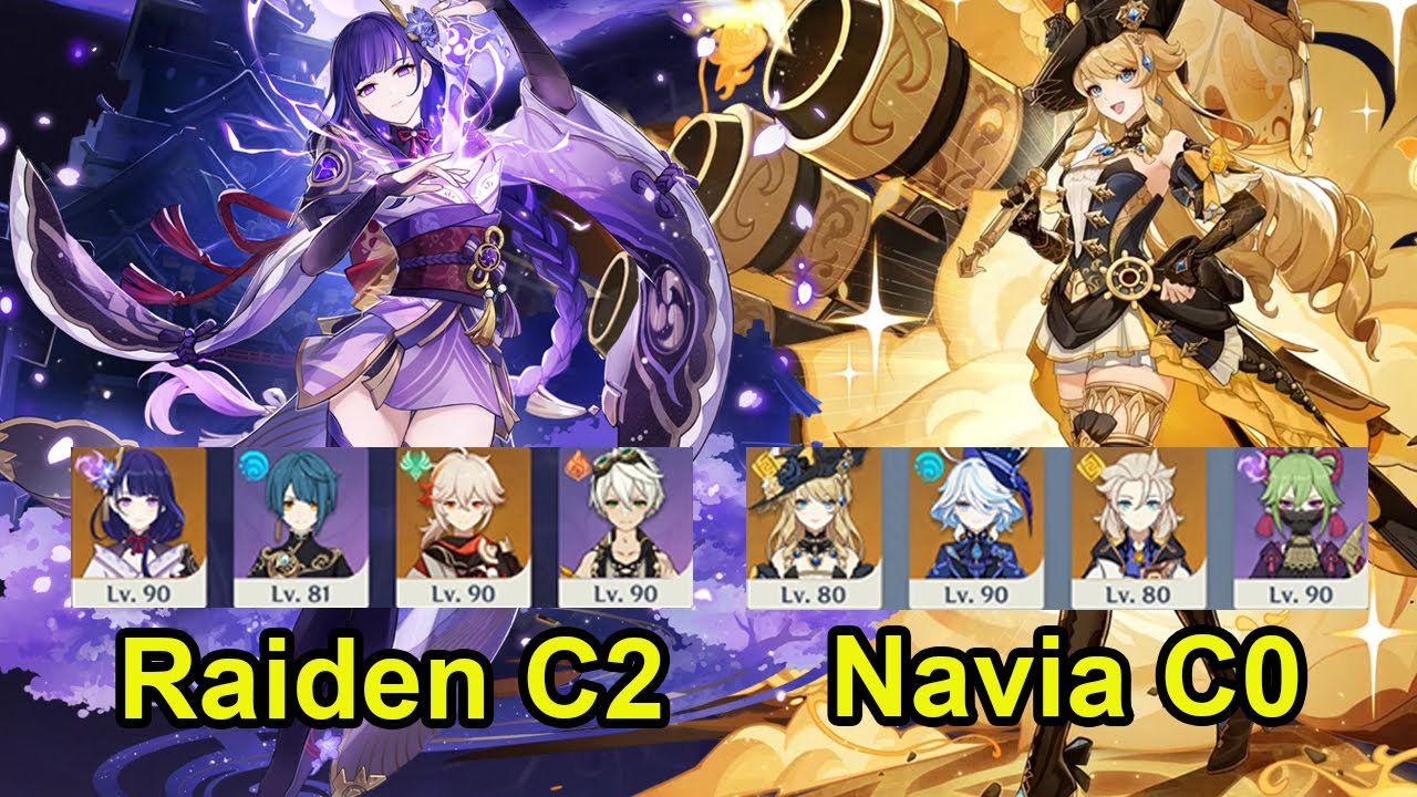 Raiden C2 the catch R5 & navia C0 hypercarry Spiral abyss floor 12 ...