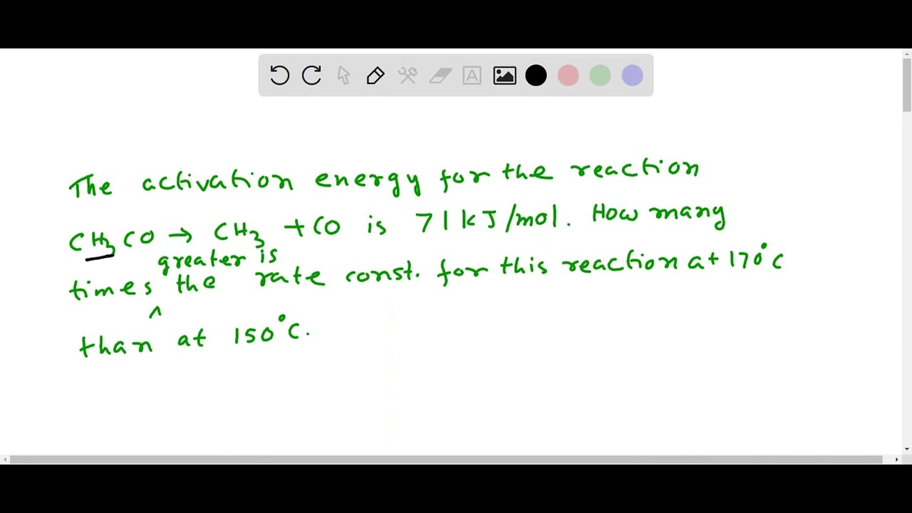 The activation energy for the reaction CH3CO â†’ CH3 + CO is 71 kJ/mol ...