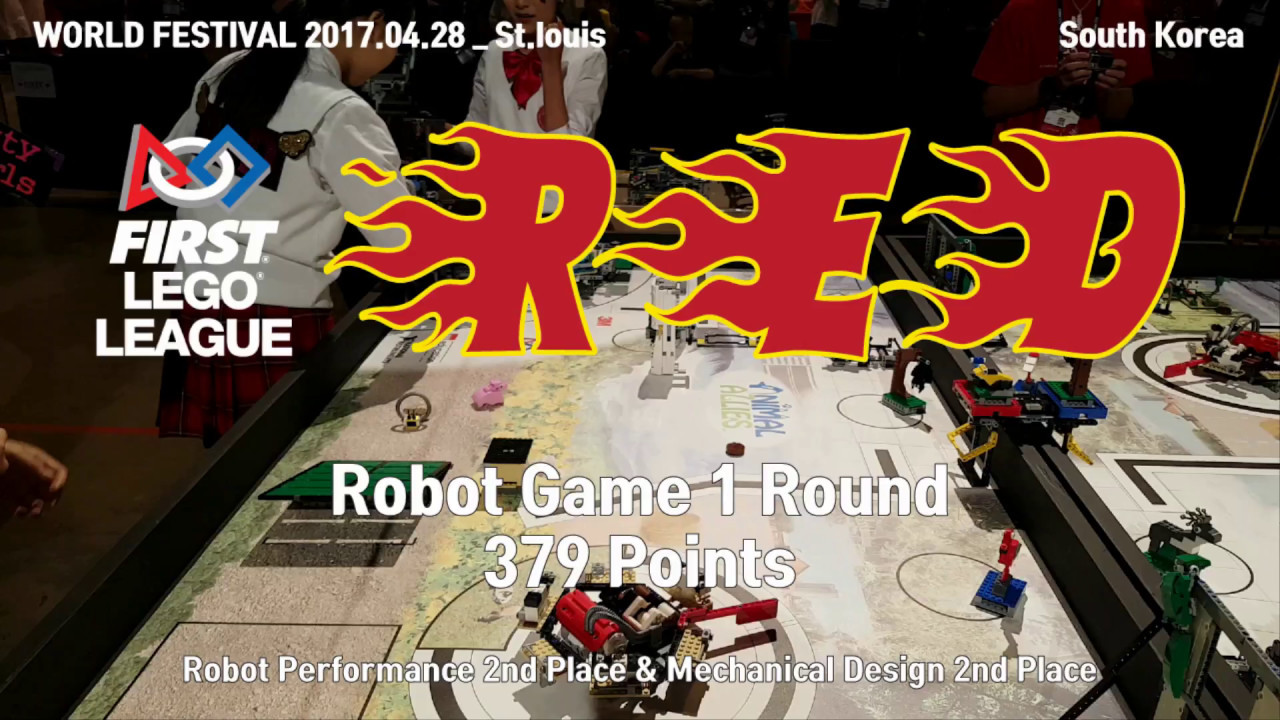 Team RED : FLL WF St.Louis Robot Game 379 points - YouTube
