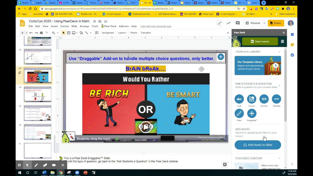 Using "Draggable" Add-on in PearDeck for your slides. - YouTube